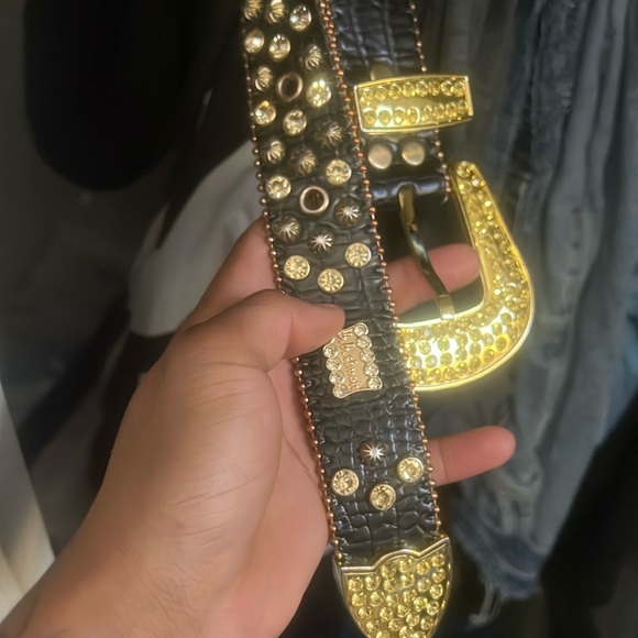 B.B. Simon | Accessories | Lavasan Black And Gold Bb Simon Belt | Poshmark
